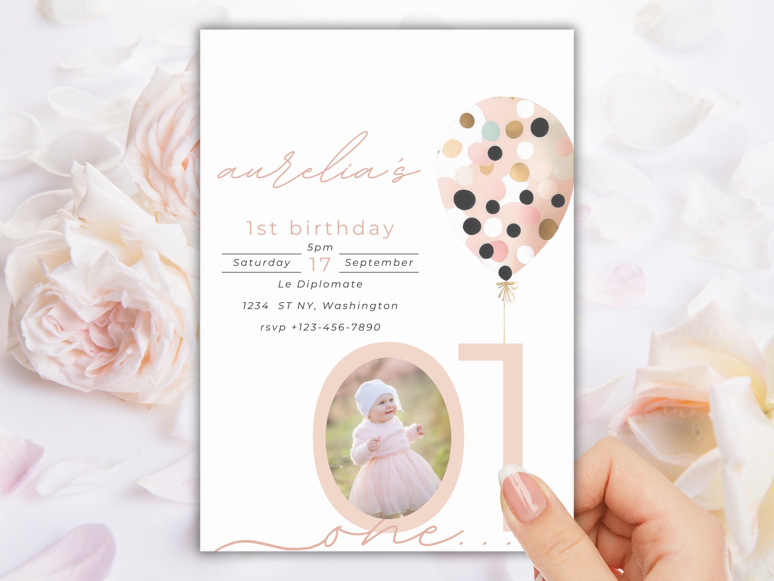 Editable 1st Birthday Party Invite, 1st Birthday Invite, Balloon First ...