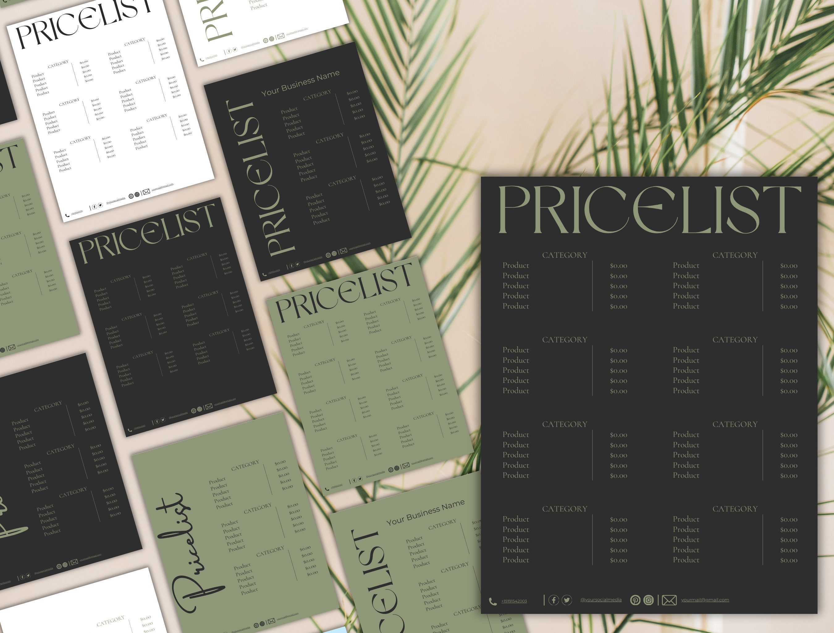 Pricelist, Pricelist Template, Editable Pricelist Template, Canva ...