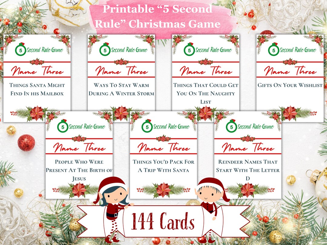 Christmas 5 Second Game, Christmas Game, Printable Christmas Game ...