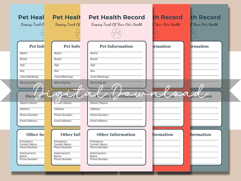 Pet Health Record, Vet Vaccination Record, Canine Health Tracker, Dog ...