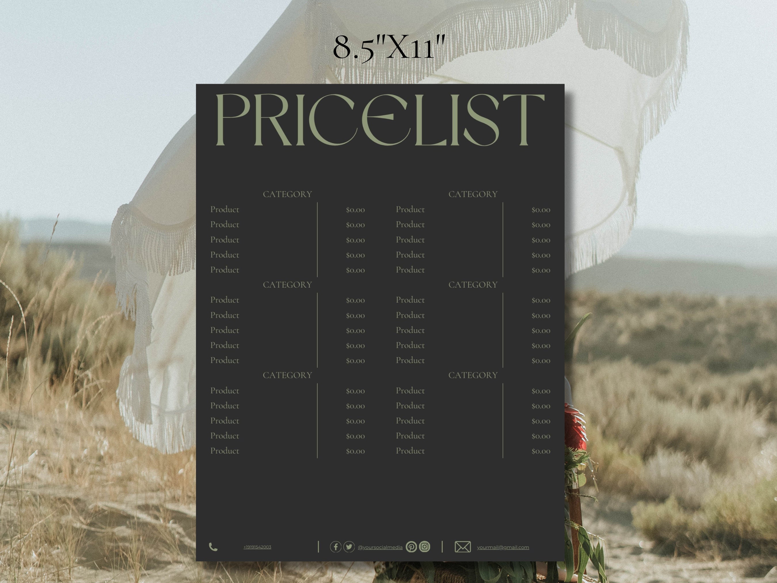 Pricelist, Pricelist Template, Editable Pricelist Template, Canva ...