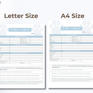Printable Puppy Health Certificate, Dog Health Certificate, Pet Health ...