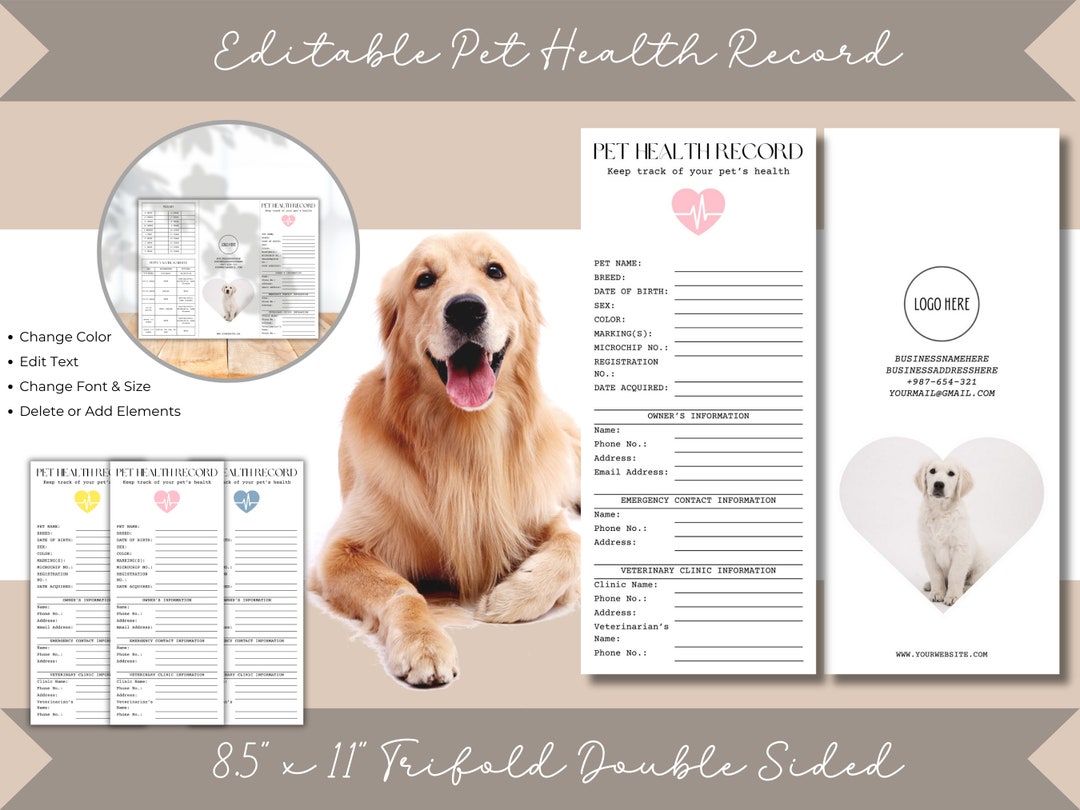 Editable Puppy Vaccination Record, Pet Health Record, Vet Vaccination ...