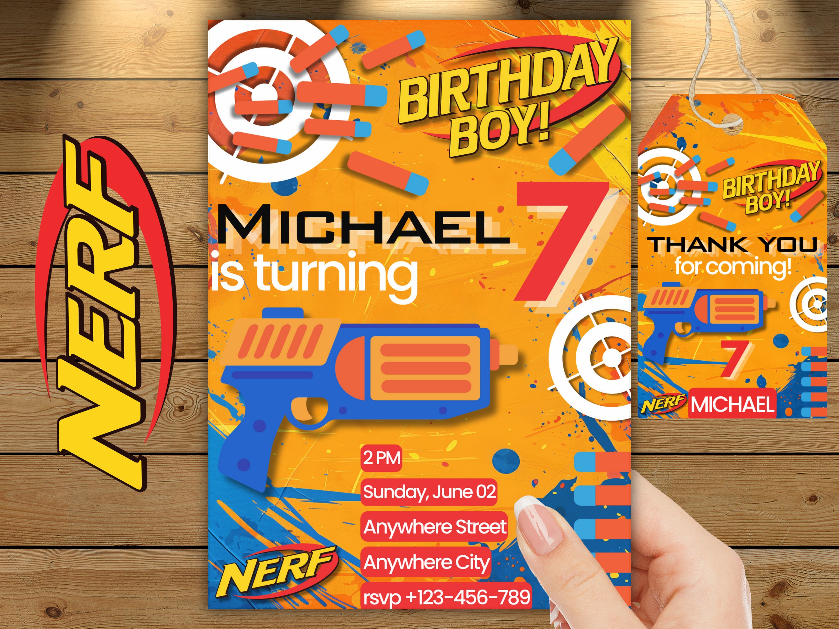 Nerf Birthday Invitation, Nerf War, Dart Gun Battle Editable Birthday ...