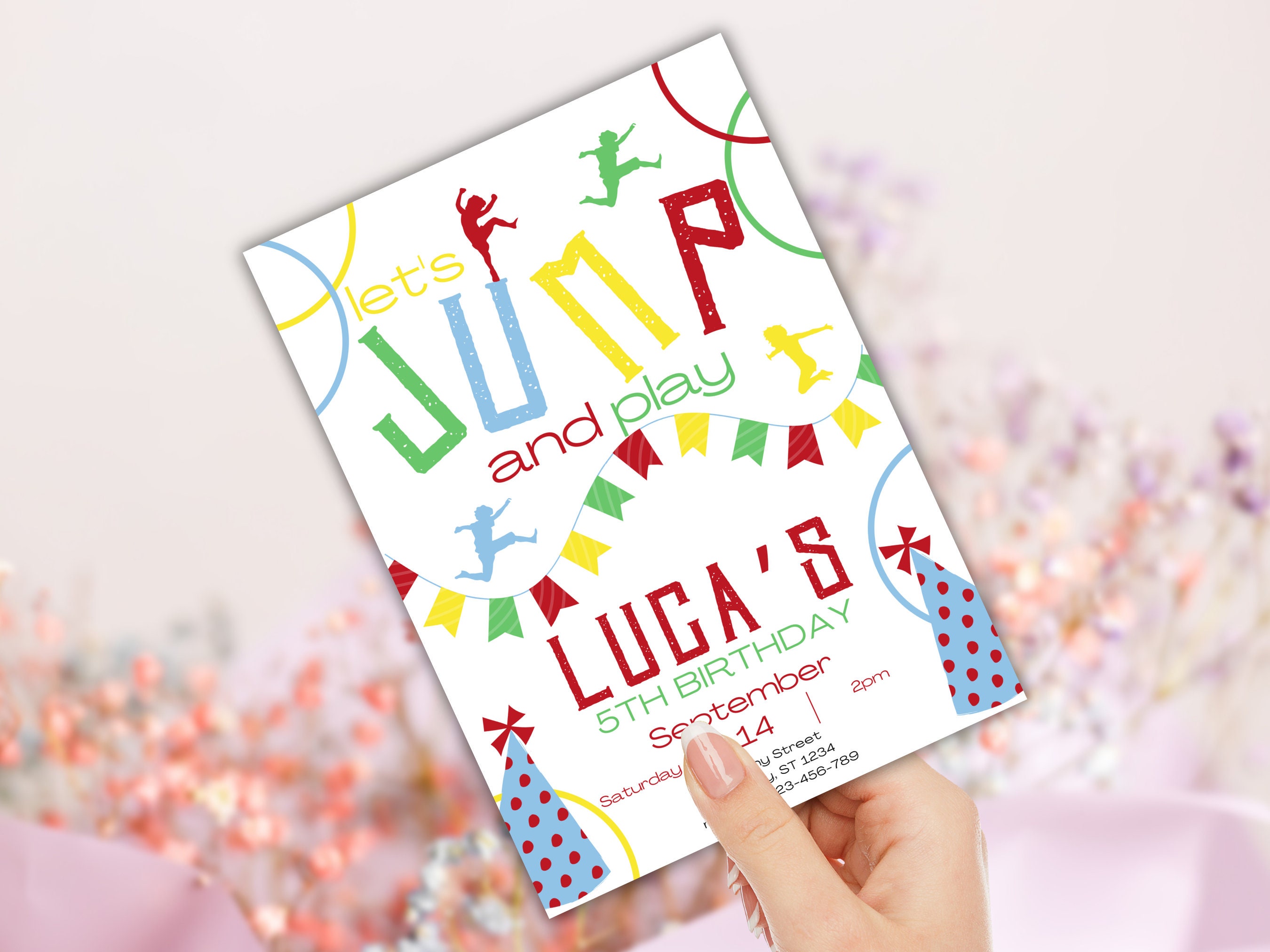 Jump Birthday Party Invitation, Trampoline Birthday Invitation, Jump ...