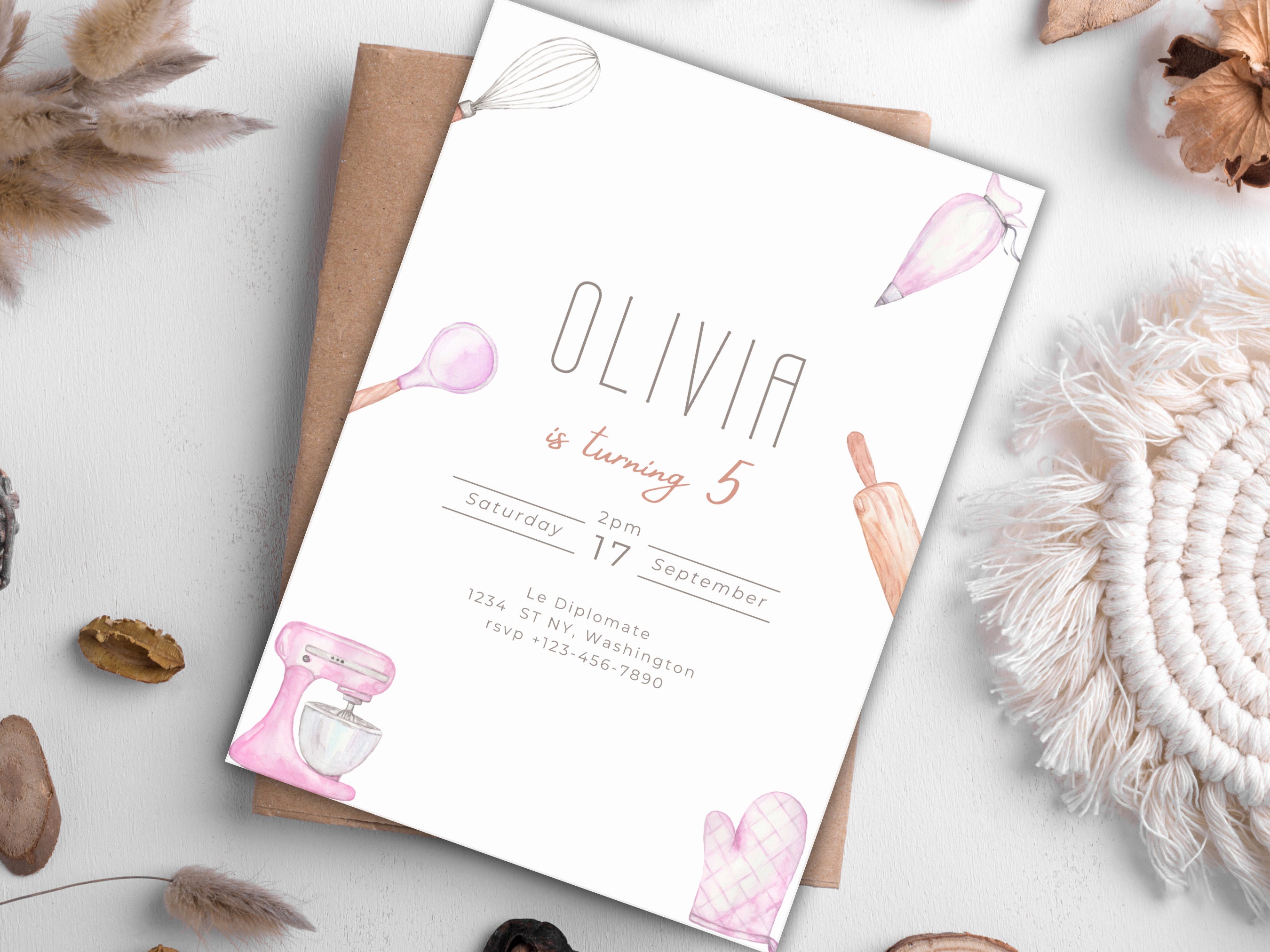 Baking Birthday Party Invitation, Baking Invite, Baking Birthday ...