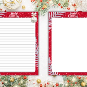 Printable Christmas Writing Paper Set, Christmas Stationery, Christmas ...