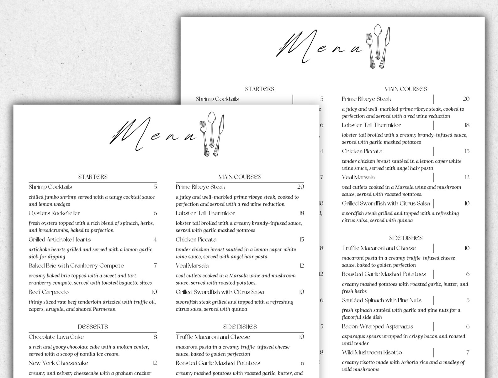 Restaurant Menu Template, Editable Menu Template, Menu Template ...