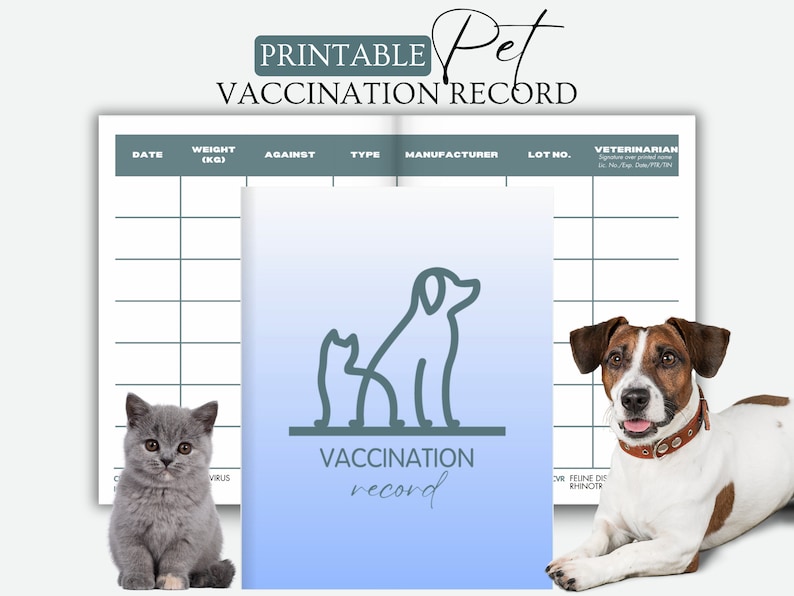 Pet Health Record, Pet Vaccination Record, Canine Health Tracker ...