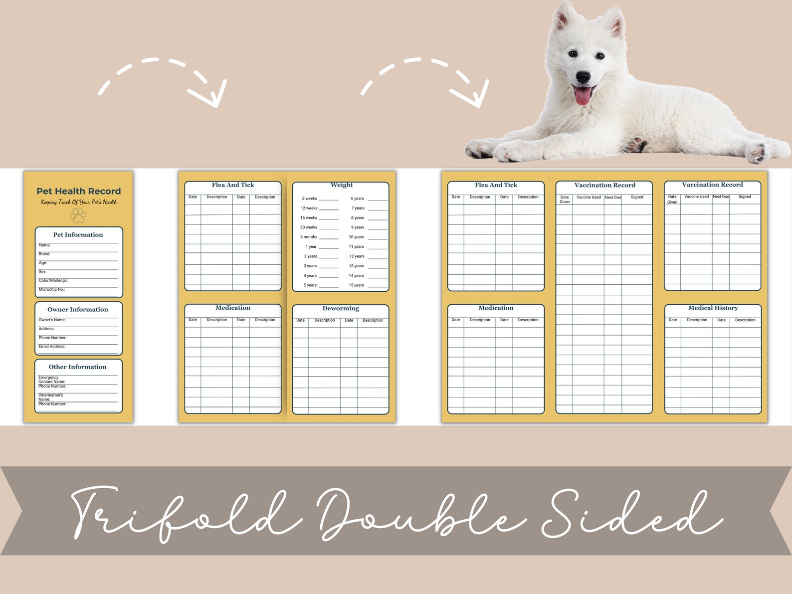 Pet Health Record, Vet Vaccination Record, Canine Health Tracker, Dog ...