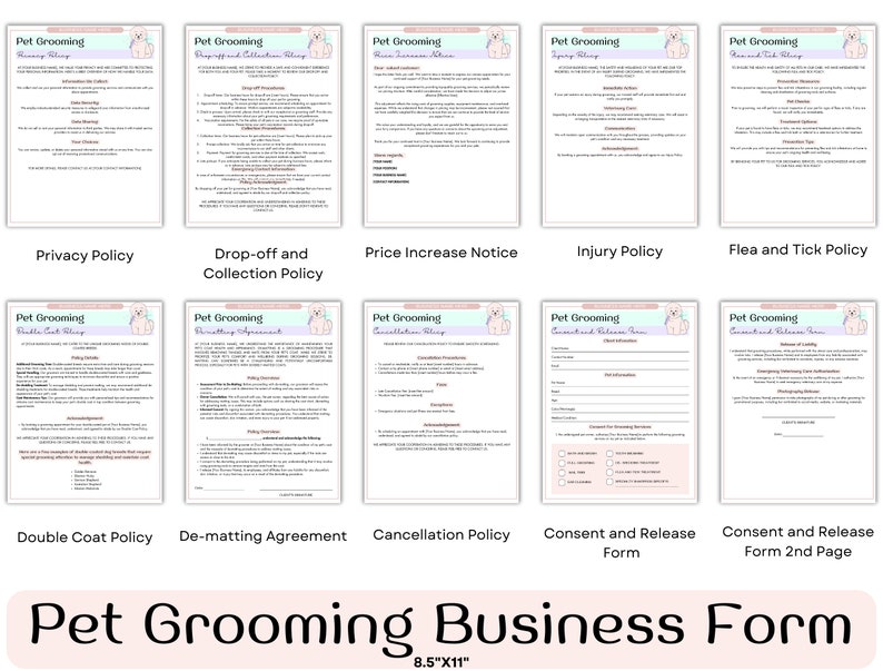 Pet Grooming Business Bundle, Dog Grooming Forms, Pet Grooming Business ...