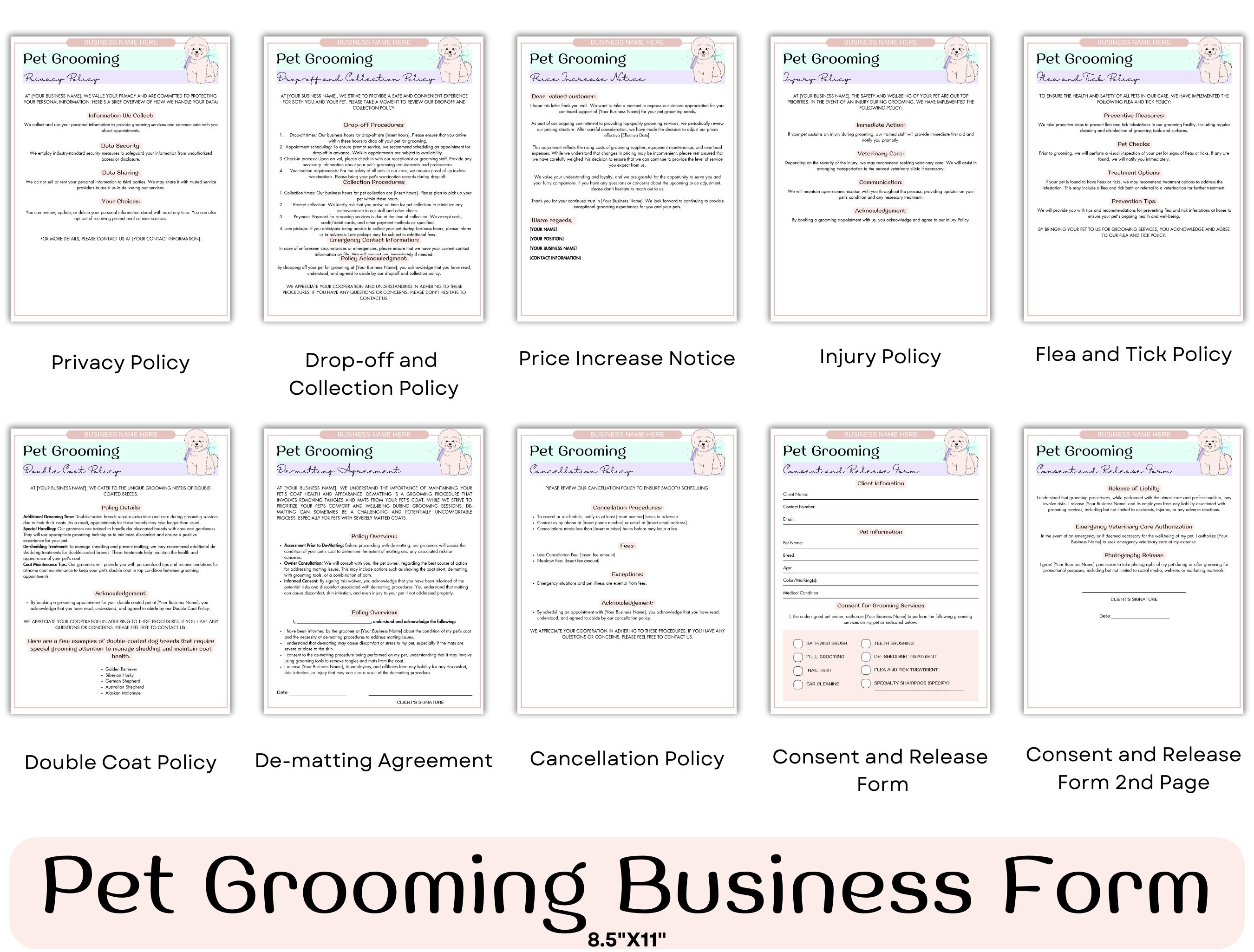 Pet Grooming Business Bundle, Dog Grooming Forms, Pet Grooming Business ...