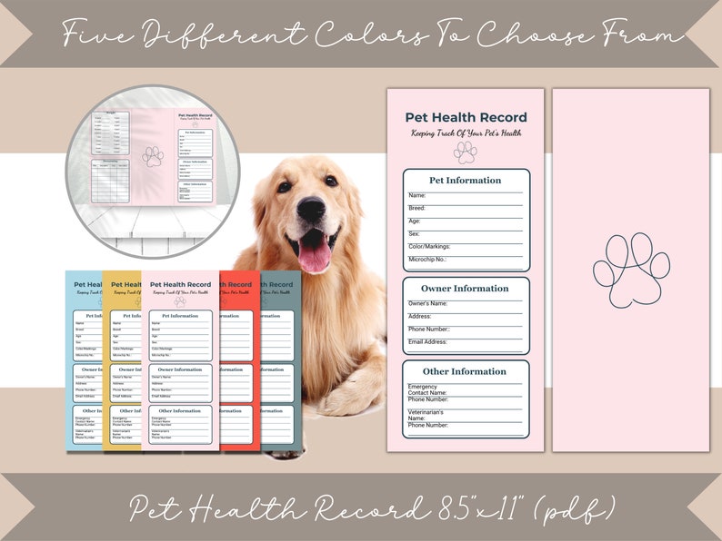 Pet Health Record, Vet Vaccination Record, Canine Health Tracker, Dog ...