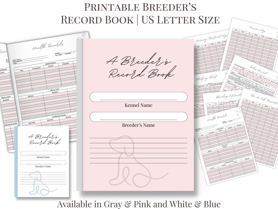 Breeder's Record Book, Printable Breeders Book, Simple Puppy Book ...