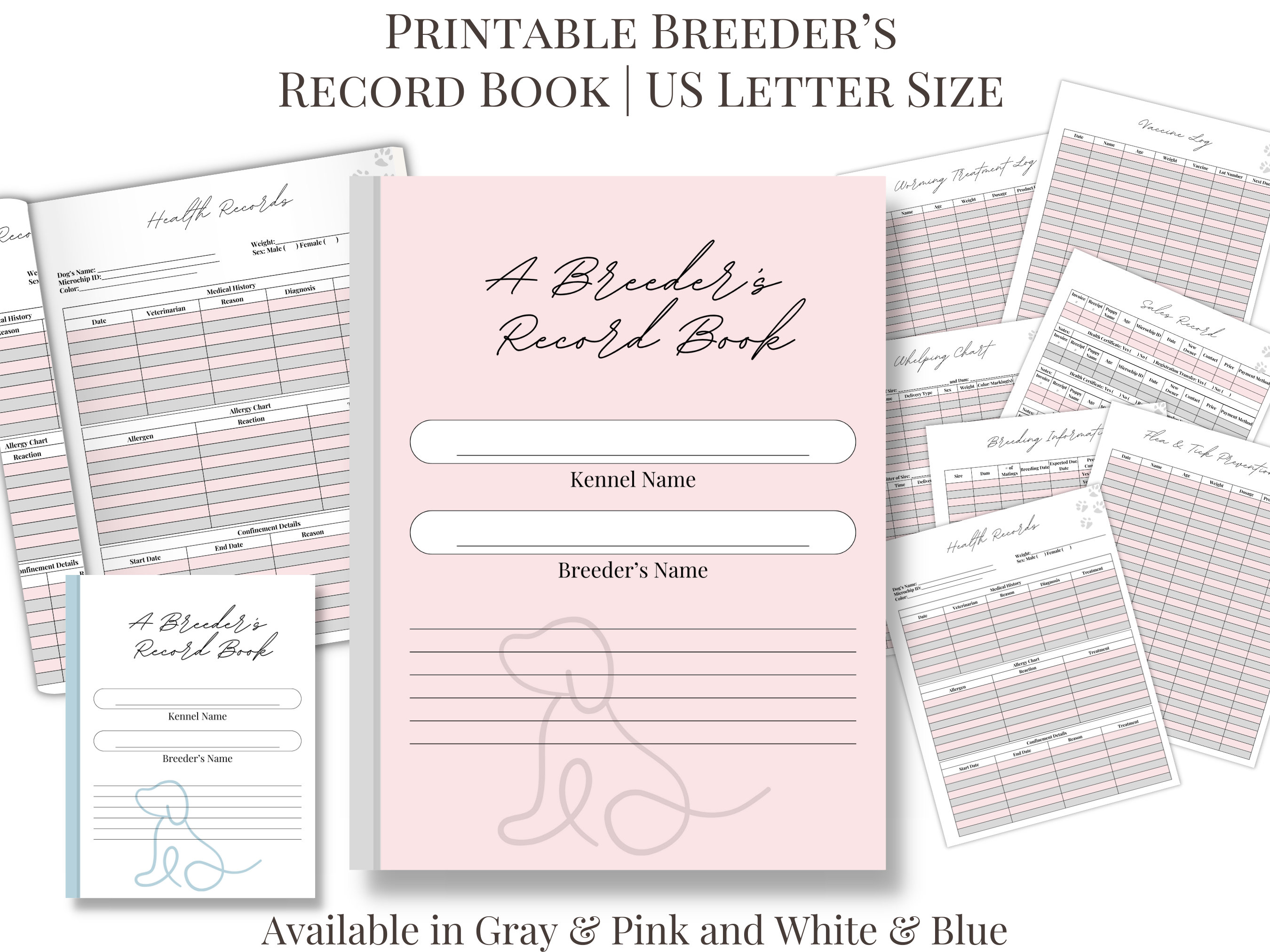 Breeder's Record Book, Printable Breeders Book, Simple Puppy Book ...