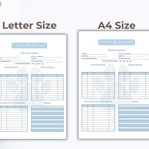 Printable Pet Health Record, Shots Log, Vaccination Record, Canine ...