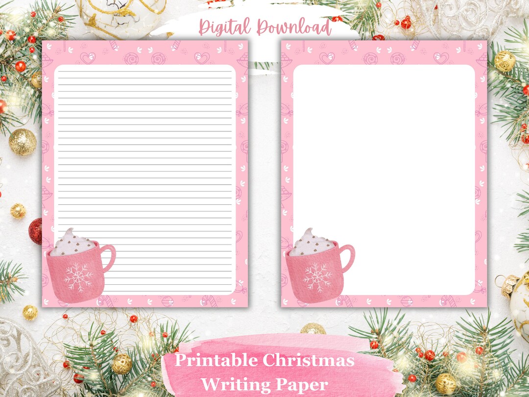 Printable Christmas Writing Paper, Christmas Stationery, Christmas ...