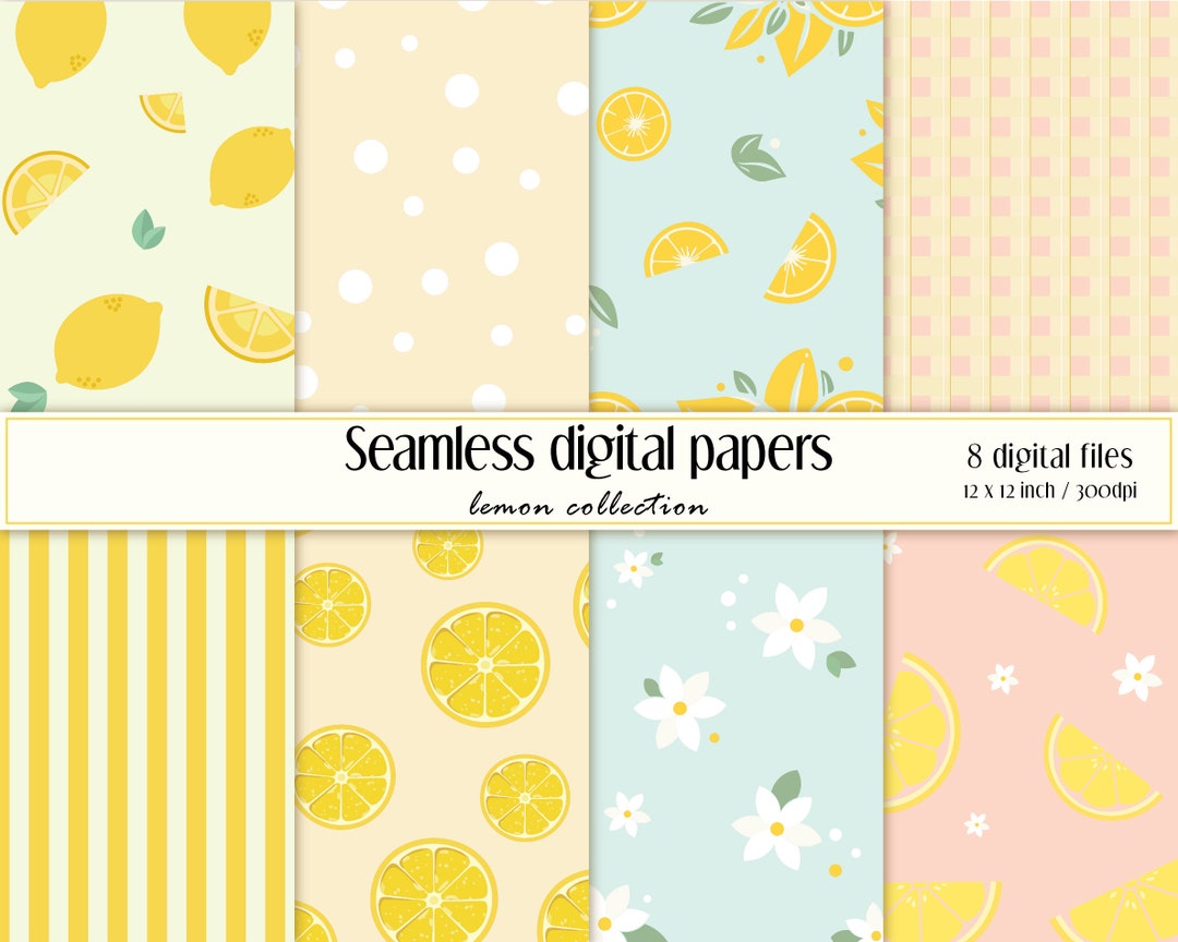 Lemon Digital Paper Sets | Lemon Background | Lemon Scrapbook Paper ...