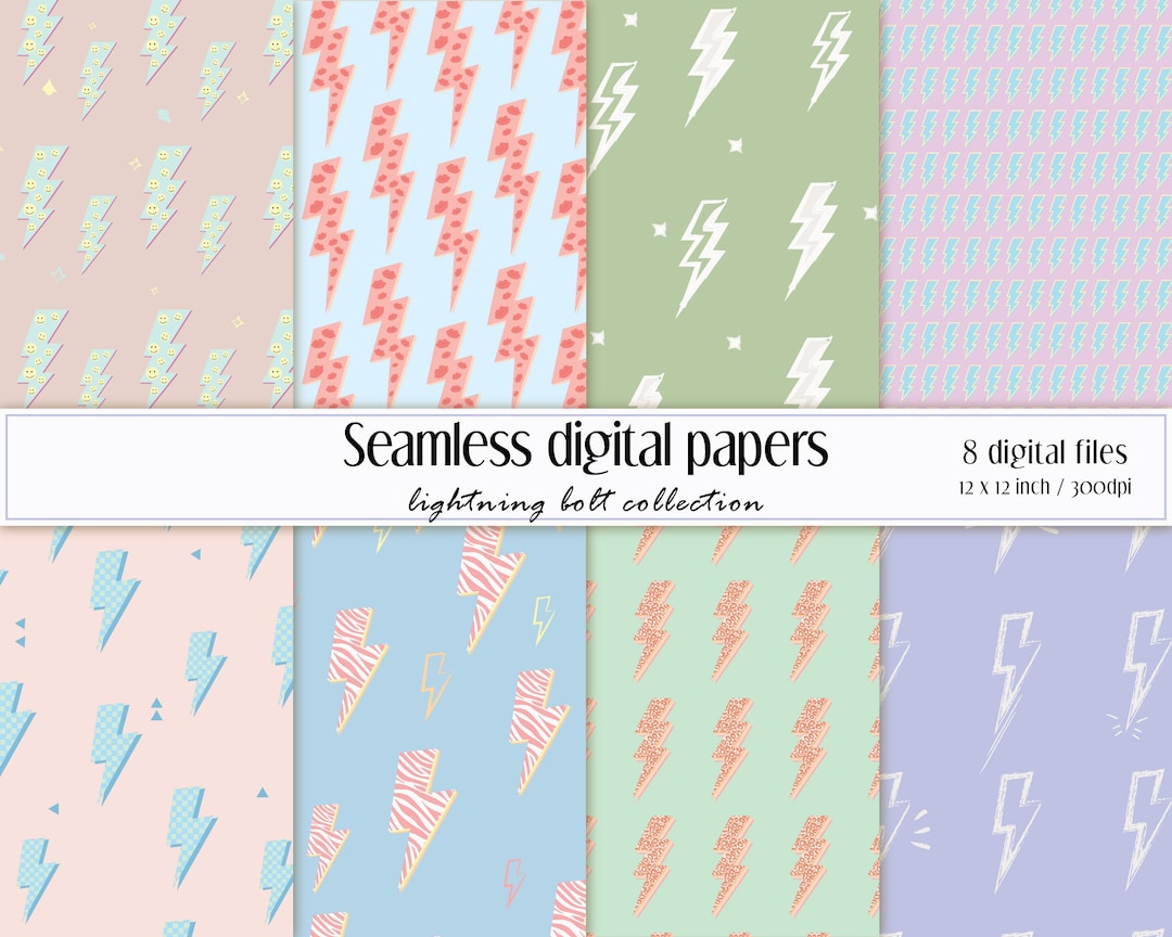 Lightning Bolt Pattern Digital Paper Sets Lightning Bolt Background ...