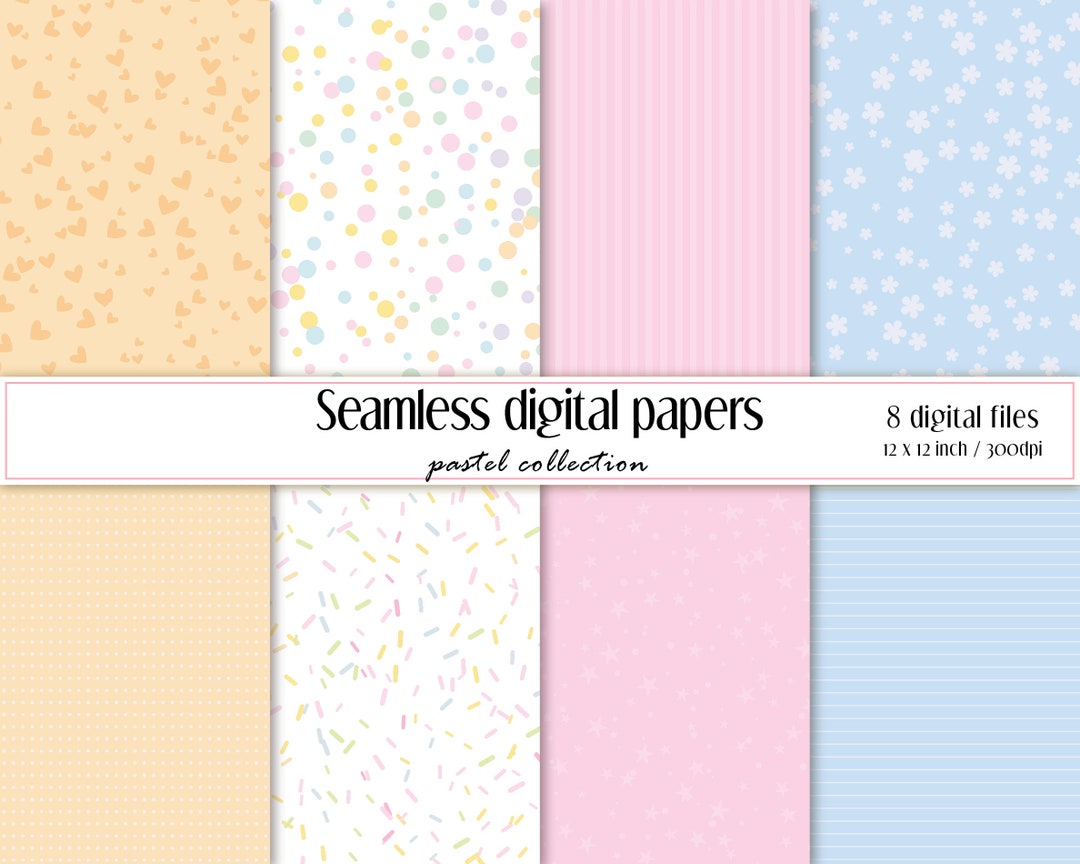 Pastels Digital Paper Sets Confetti Background Polka Dots Scrapbook ...