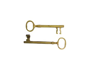 Vintage Keychain With 3 Keys Brass Kit Brass Key Holder Brass Skeleton ...