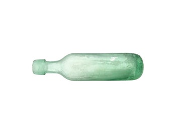 Vintage Torpedo Bottle, Green Round Bottom Bottle, Soda Bottle, Decor ...