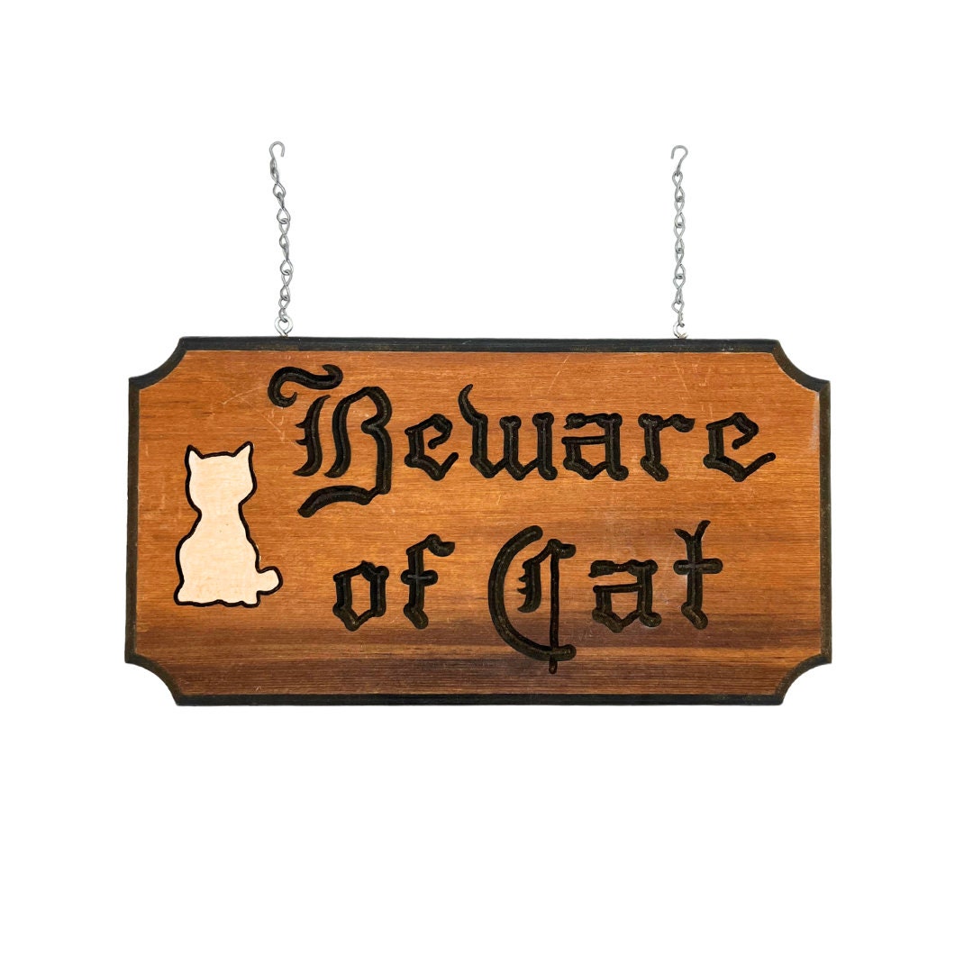 Vintage Beware of Cat Sign - Etsy
