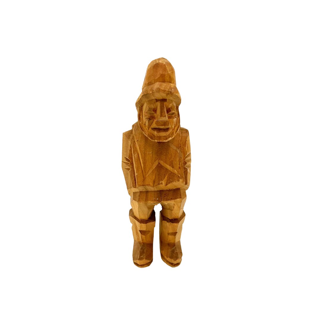Vintage Carved Wooden Fisherman - Etsy