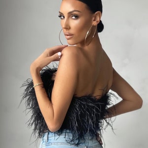 Feather Top, Party Top, Real Ostrich Feather Top, Feather Bride Top ...