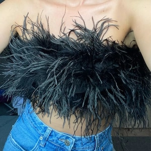 Feather Top, Party Top, Real Ostrich Feather Top, Feather Bride Top ...