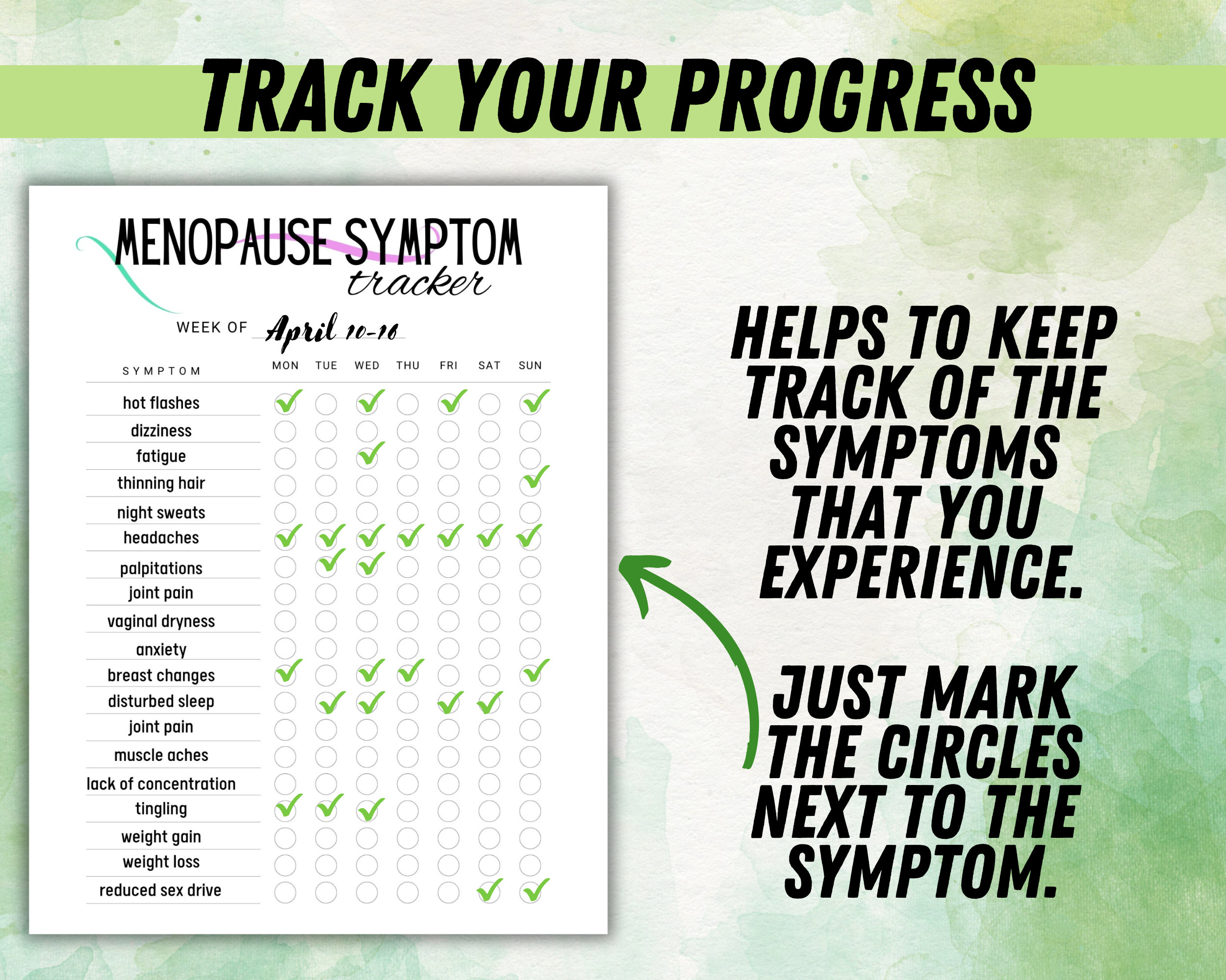 Menopause Tracker, Planner Page, Printable Menopause Sheet, Menopause ...