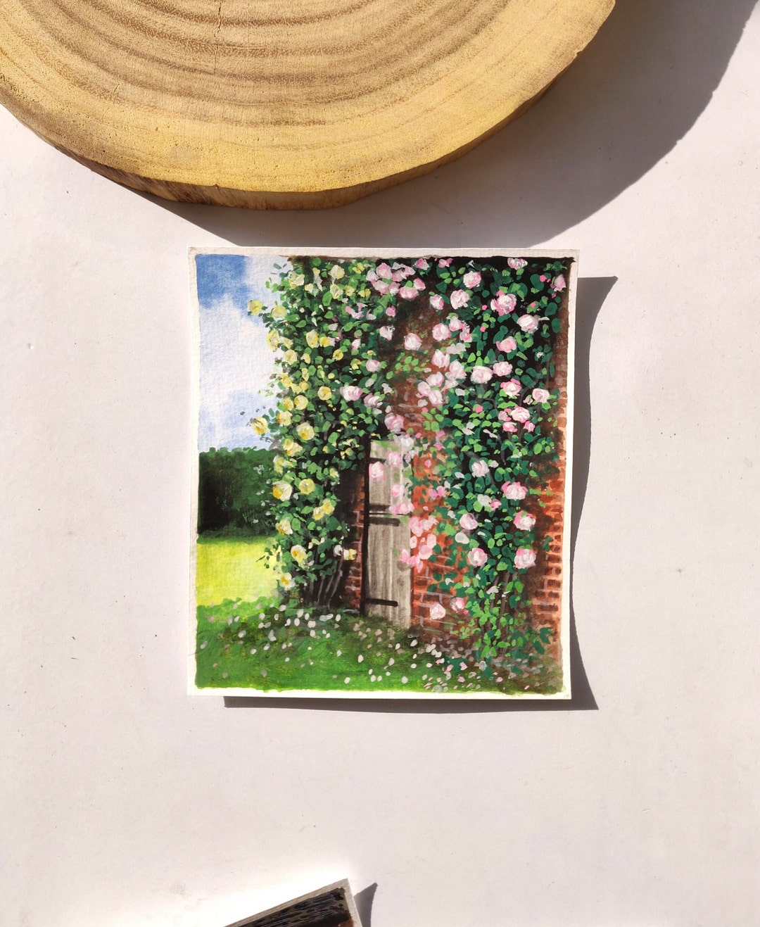 Rose Bush Gouache Painting on Watercolor Paper - Etsy