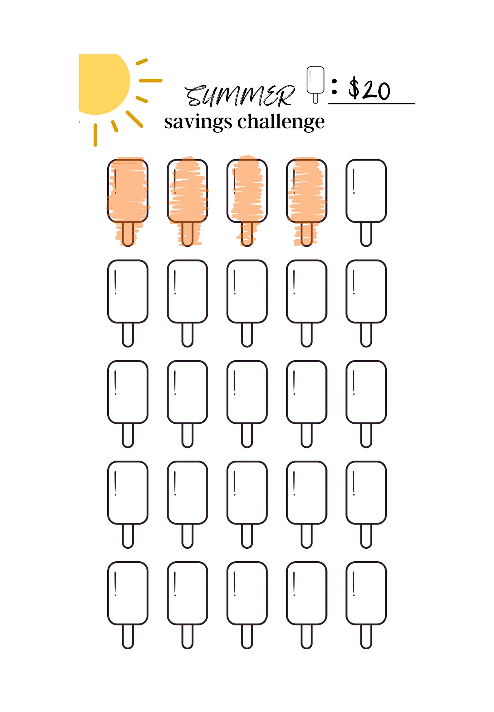 Summer Savings Tracker Popsicles | A6 Savings Challenge | Money Saving ...