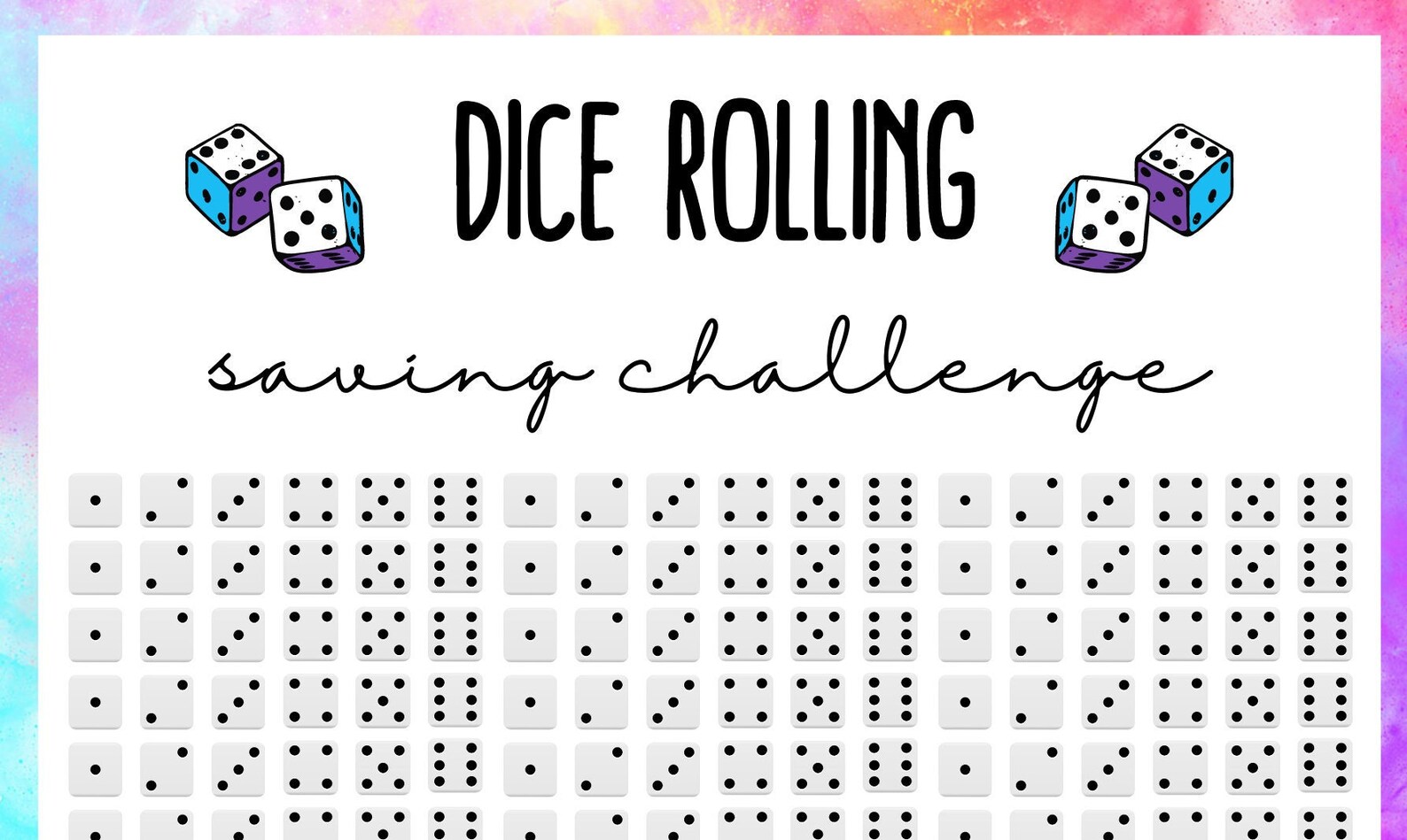 Roll the Dice Savings Challenge Money Tracker Printable | A6 Digital ...