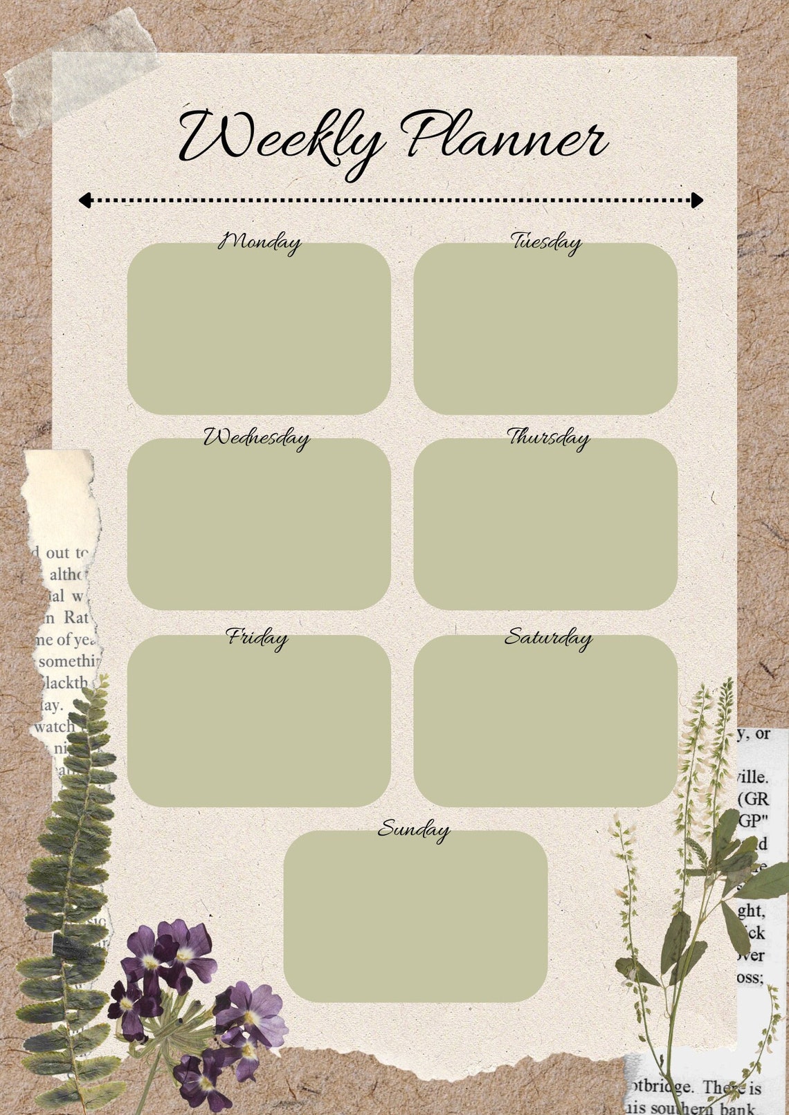 Natural Sage Weekly Planner Printable - Etsy