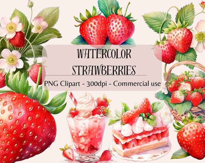 Strawberry Digital Clipart and Papers, Jam Clipart - Etsy Singapore