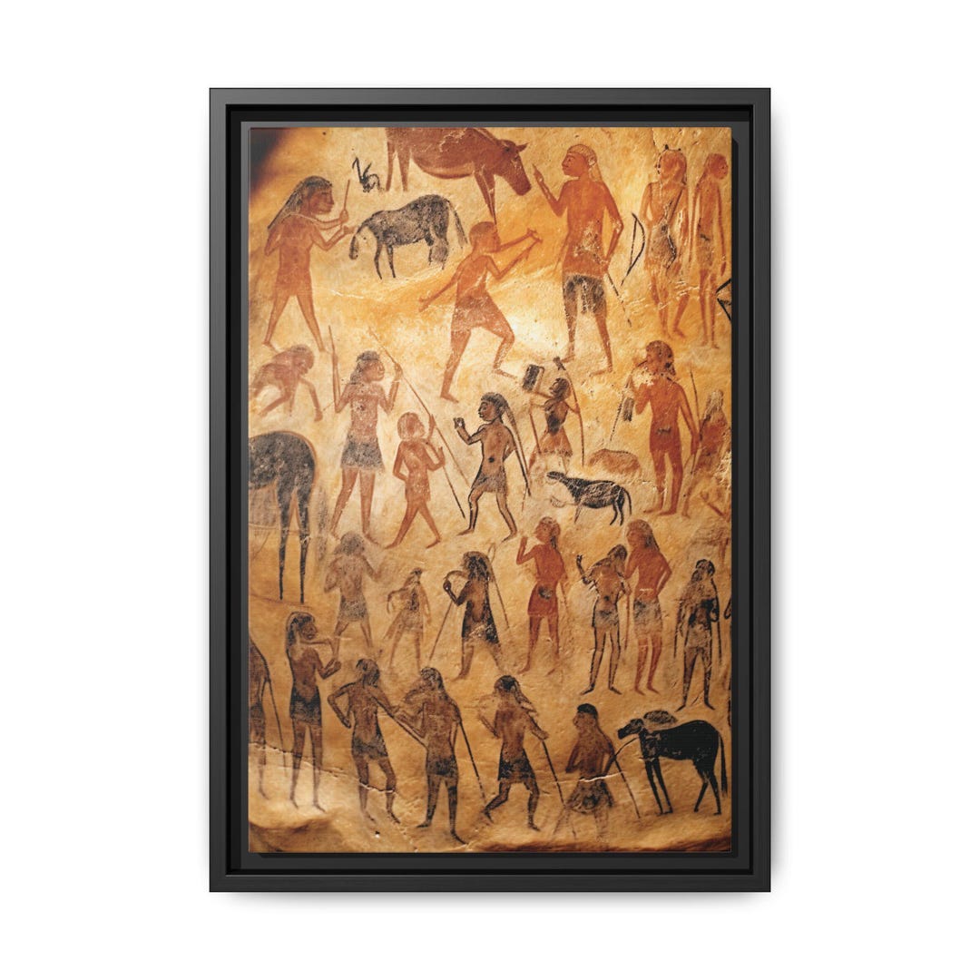 Neolithic Community Life Art Print | Ancient Rock Painting Reproduction ...