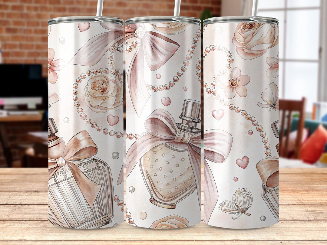 Coquette Perfume Tumbler Wrap: Bows & Pearls PNG (digital Download) - Etsy