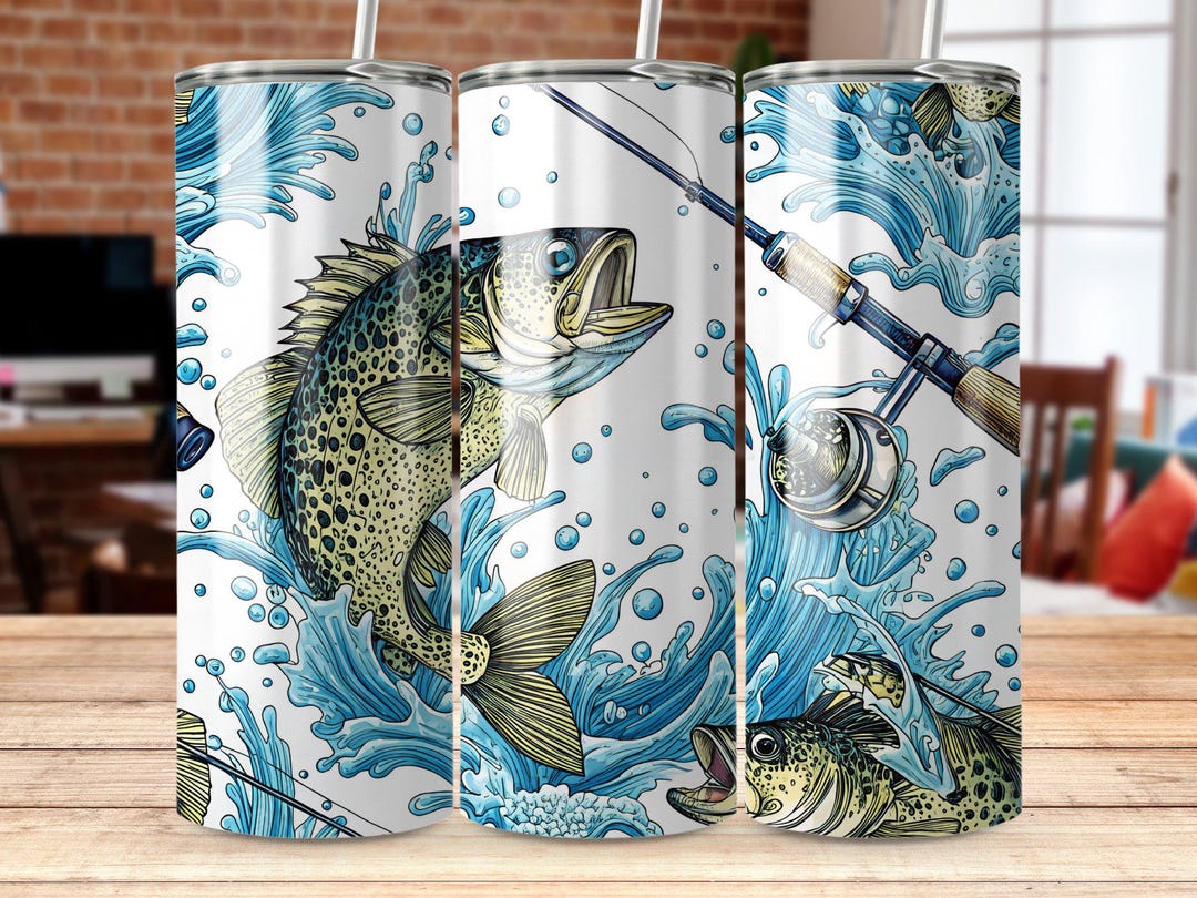 Fishing Style Tumbler Wrap PNG, Digital Fishing Tumbler Sublimation ...