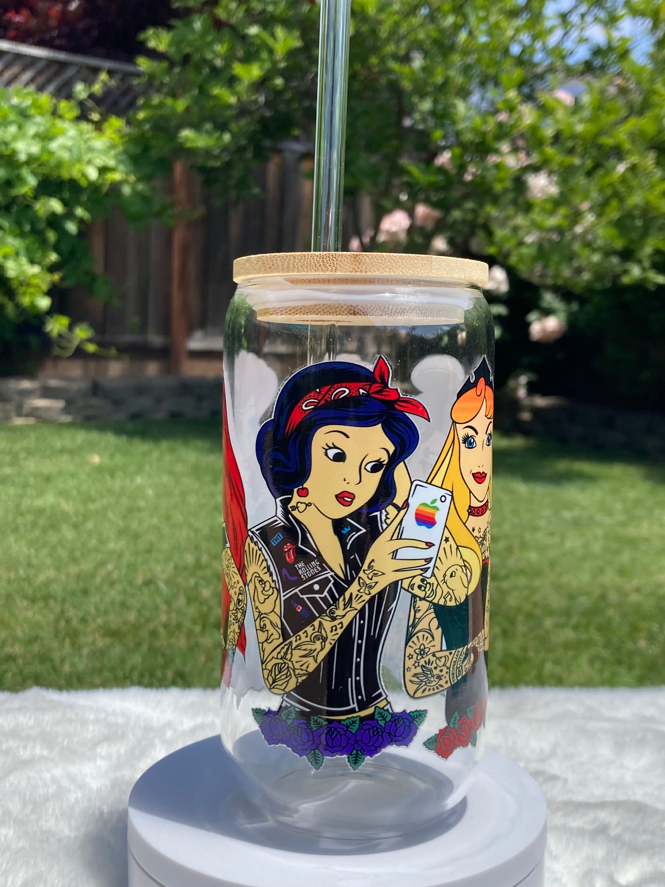 Tattooed Princess Glass Tumbler: Edgy Punk Rock Royalty Cup - Etsy