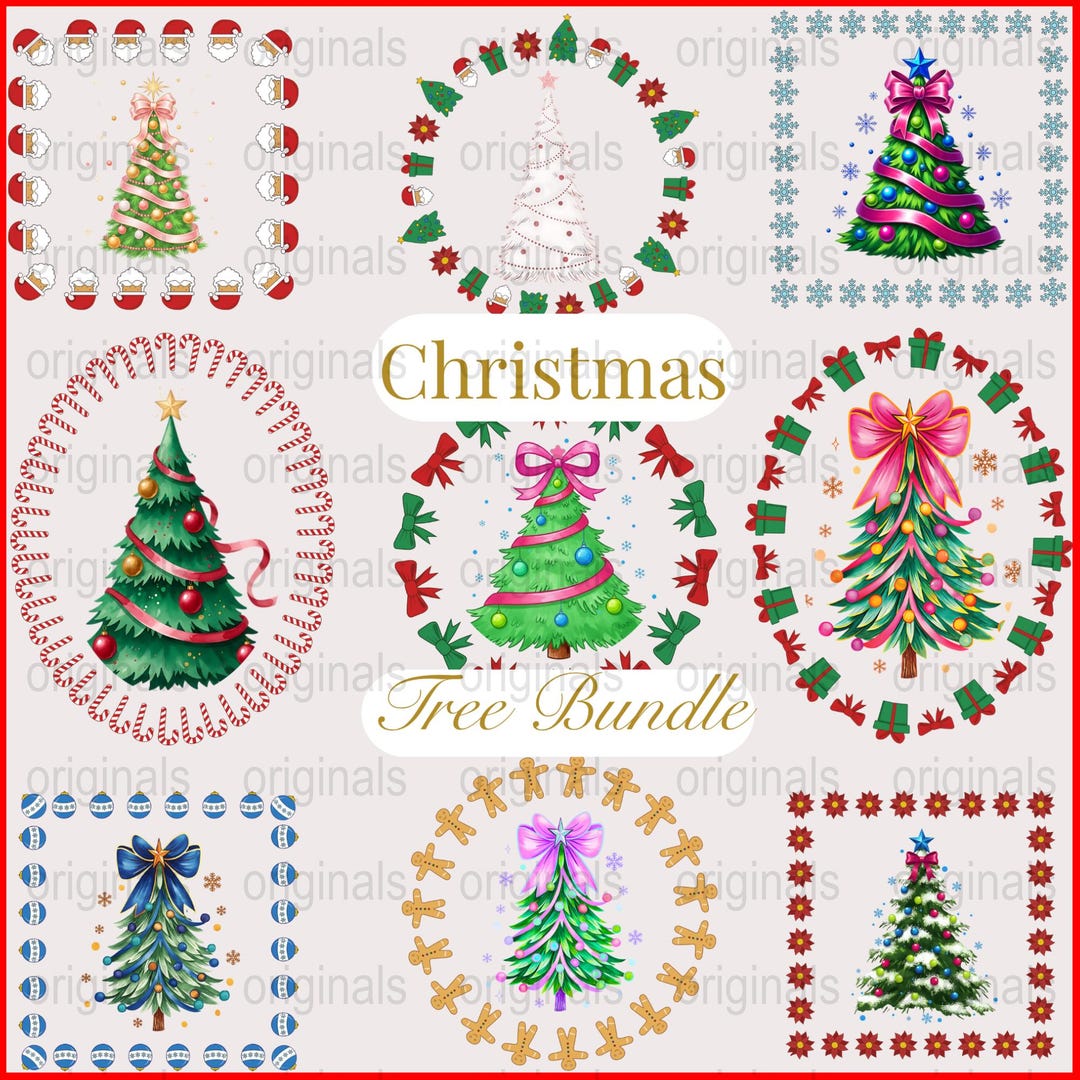 Christmas Tree Clipart Bundle: Holiday PNG Images (digital Download) - Etsy