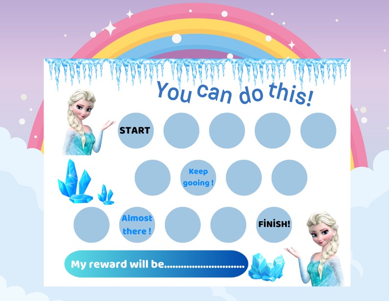 Printable Frozen Reward Chart, Girls Sticker Chart, Instant Download ...