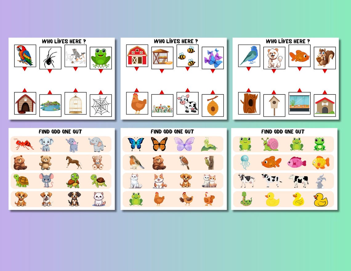 Animals and Homes Matching Activity,learning and School,who Lives ...