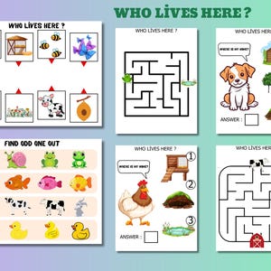 Animals and Homes Matching Activity,learning and School,who Lives ...