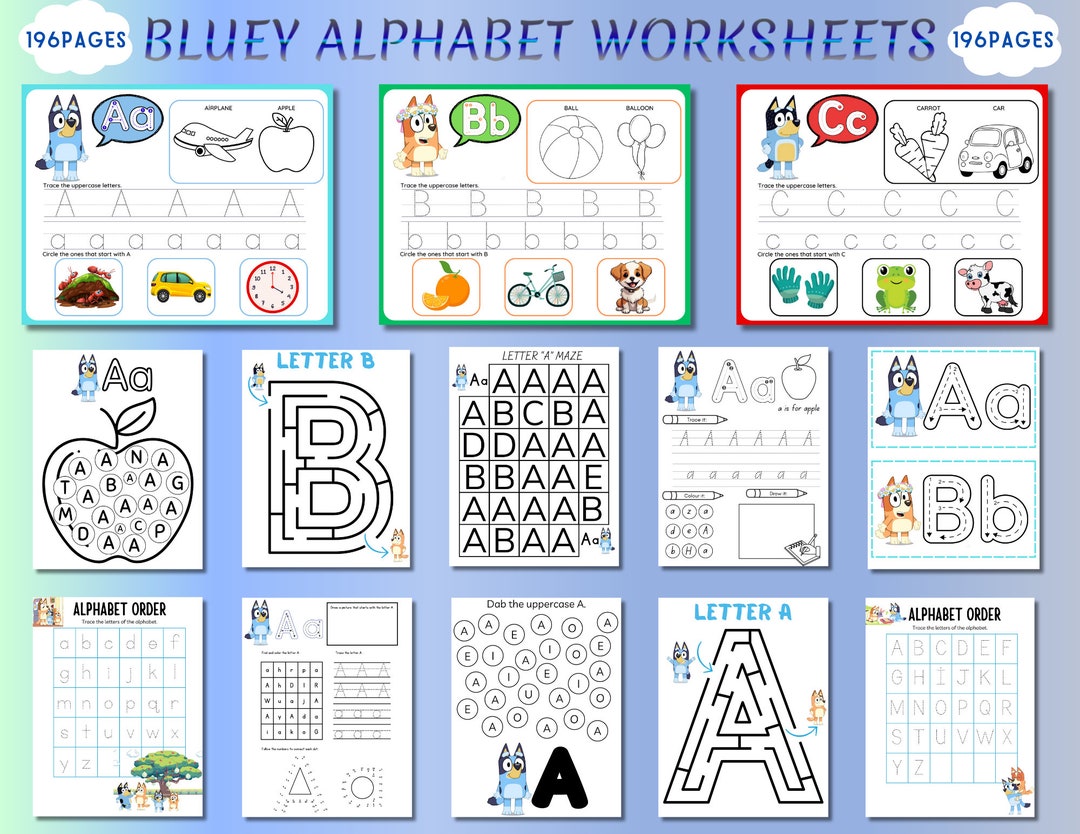 Bluey Busy Book,alphabet Busy Book,bluey Activity Book,bluey Activity ...