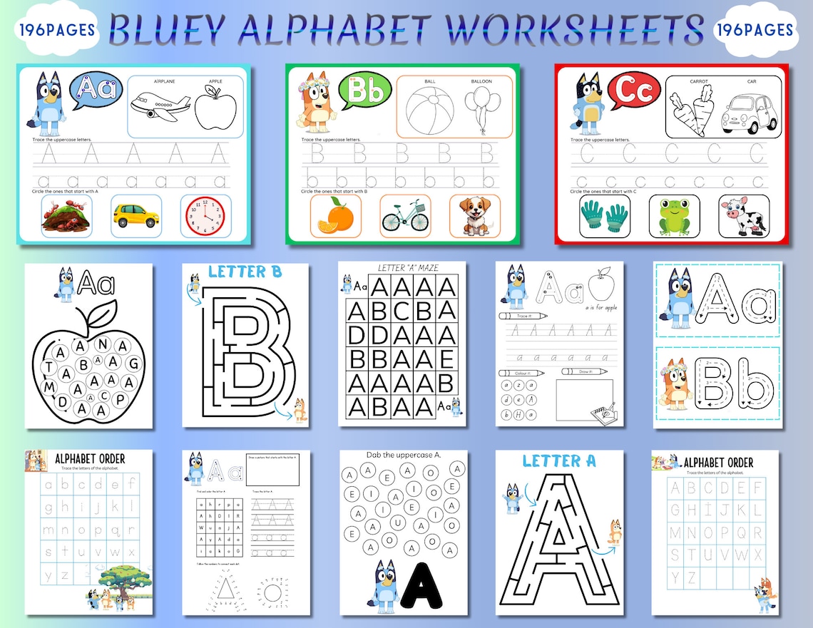 Bluey Busy Book,alphabet Busy Book,bluey Activity Book,bluey Activity ...