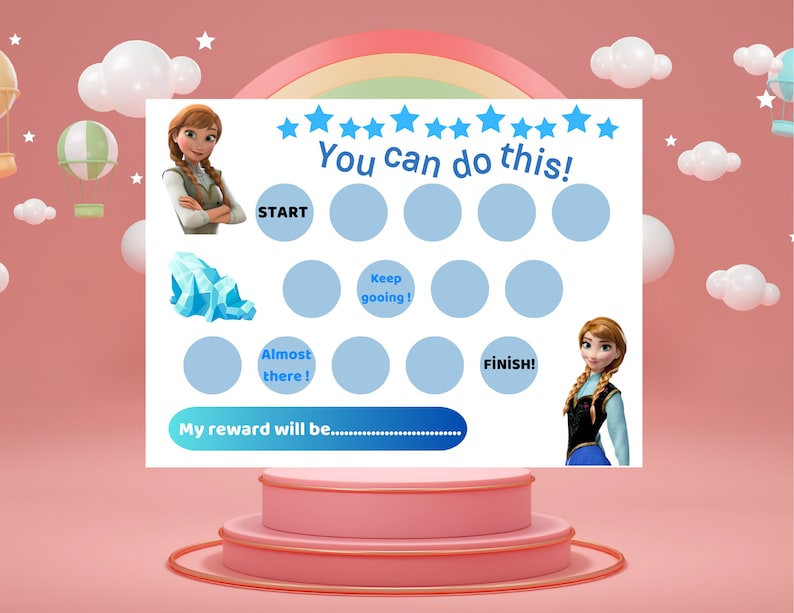 Printable Frozen Reward Chart, Girls Sticker Chart, Instant Download ...