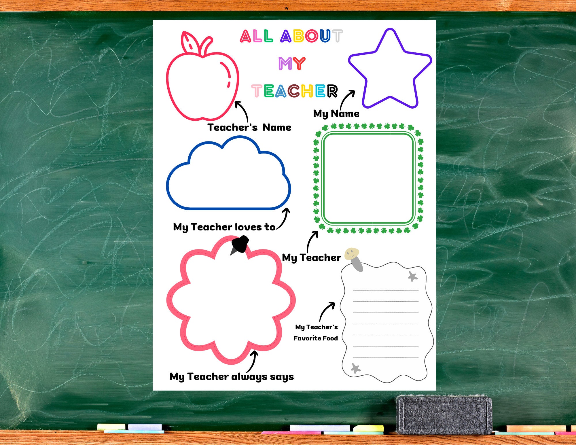 All About My Teacher Survey, Back to School Teacher Questionnaire ...