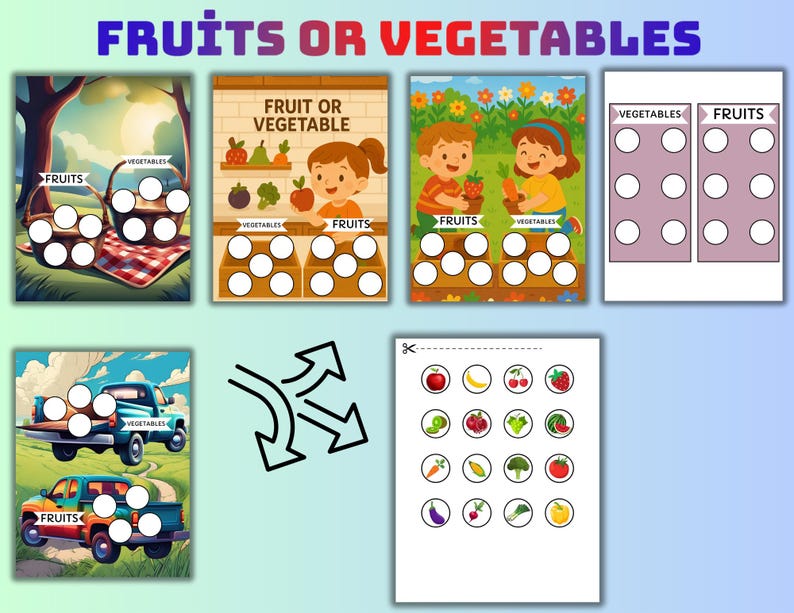 Fruits and Vegetables Sorting Game Printable, Preschool Food ...