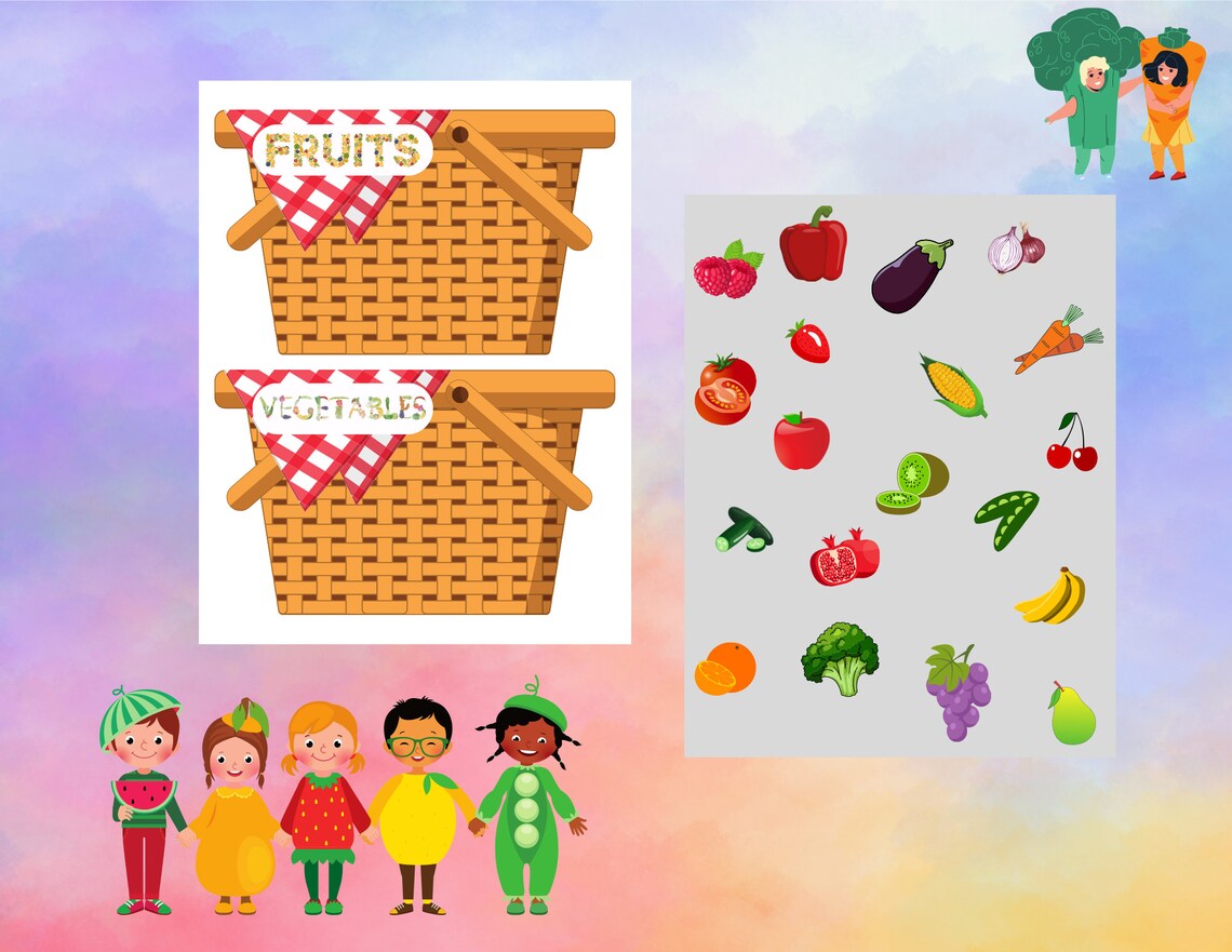 Fruits and Vegetables Sort, Fruits and Vegetables Match,homeschool ...